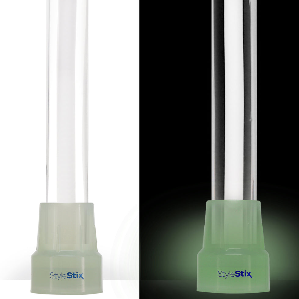 Porcelain In Ice Cane: White Line in Translucent Clear Shaft