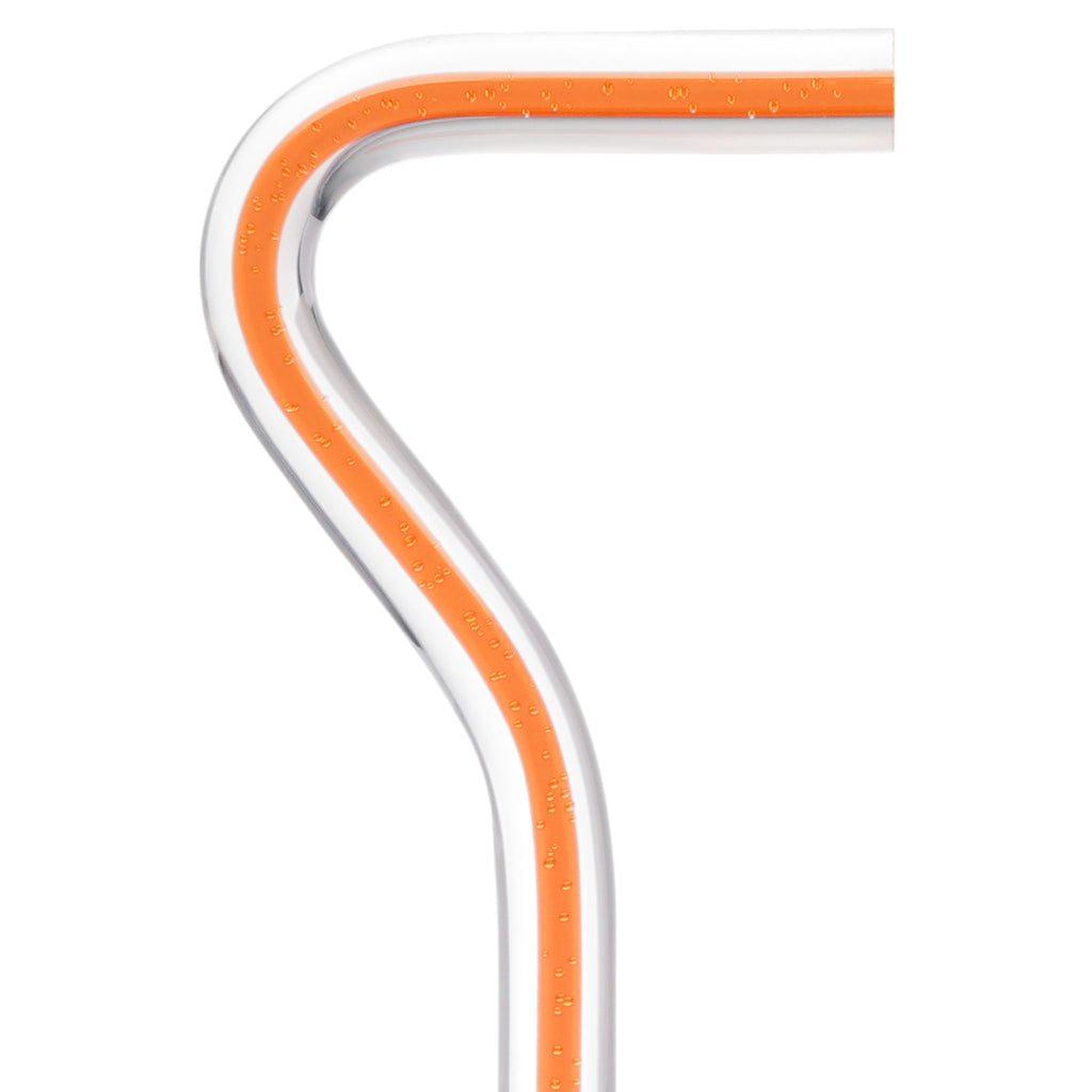 "Be Bold Wear Orange" Cane: Orange Streak w/ Floating Bubbles in Clear