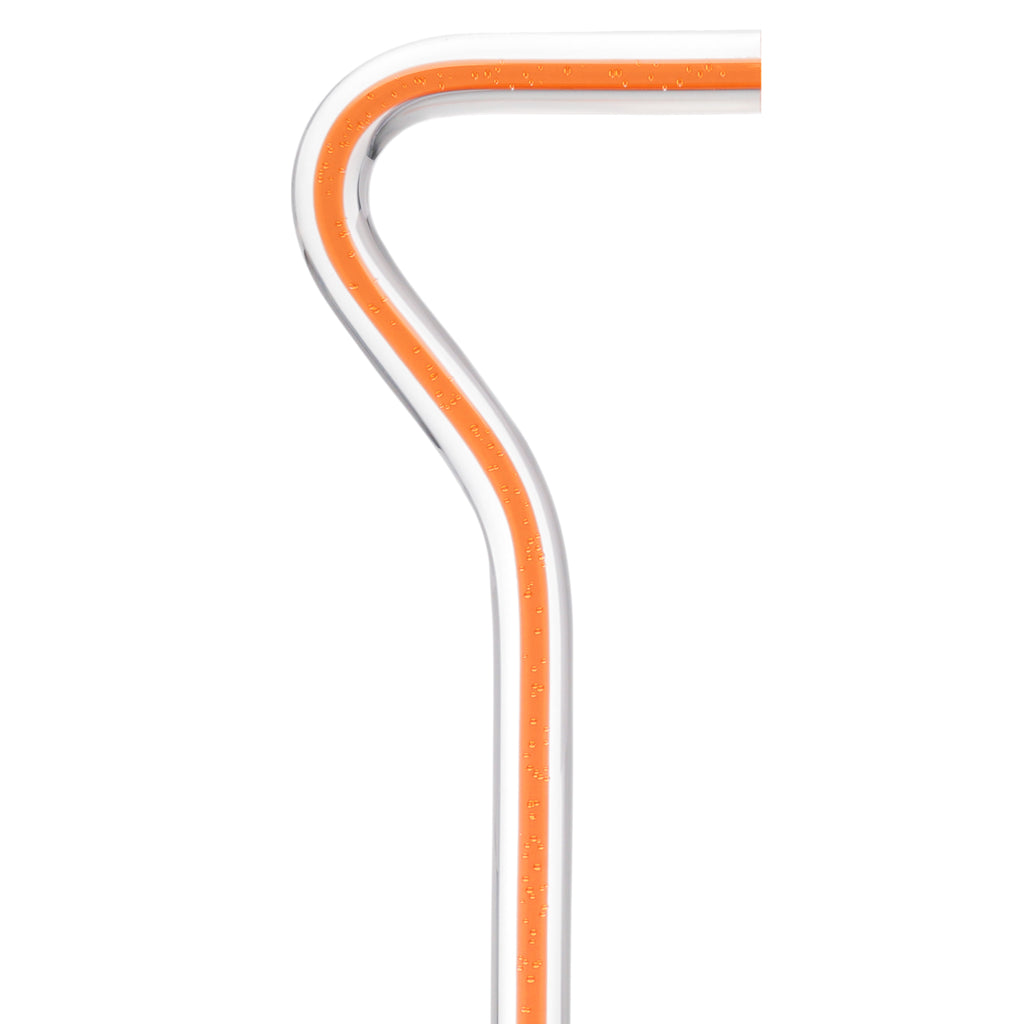 "Be Bold Wear Orange" Cane: Orange Streak w/ Floating Bubbles in Clear