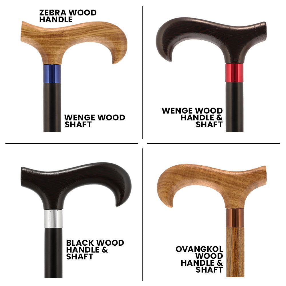 Personalize Your Wooden Derby Handle Walking Cane - Color Options