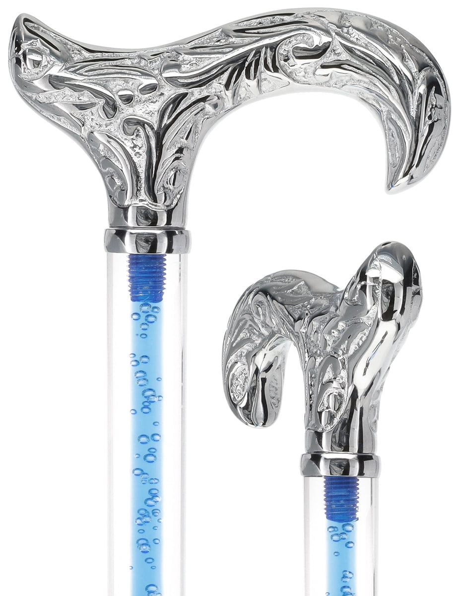 Color Crystal Elegance Chrome Derby Cane with Invisible Acrylic Shaft