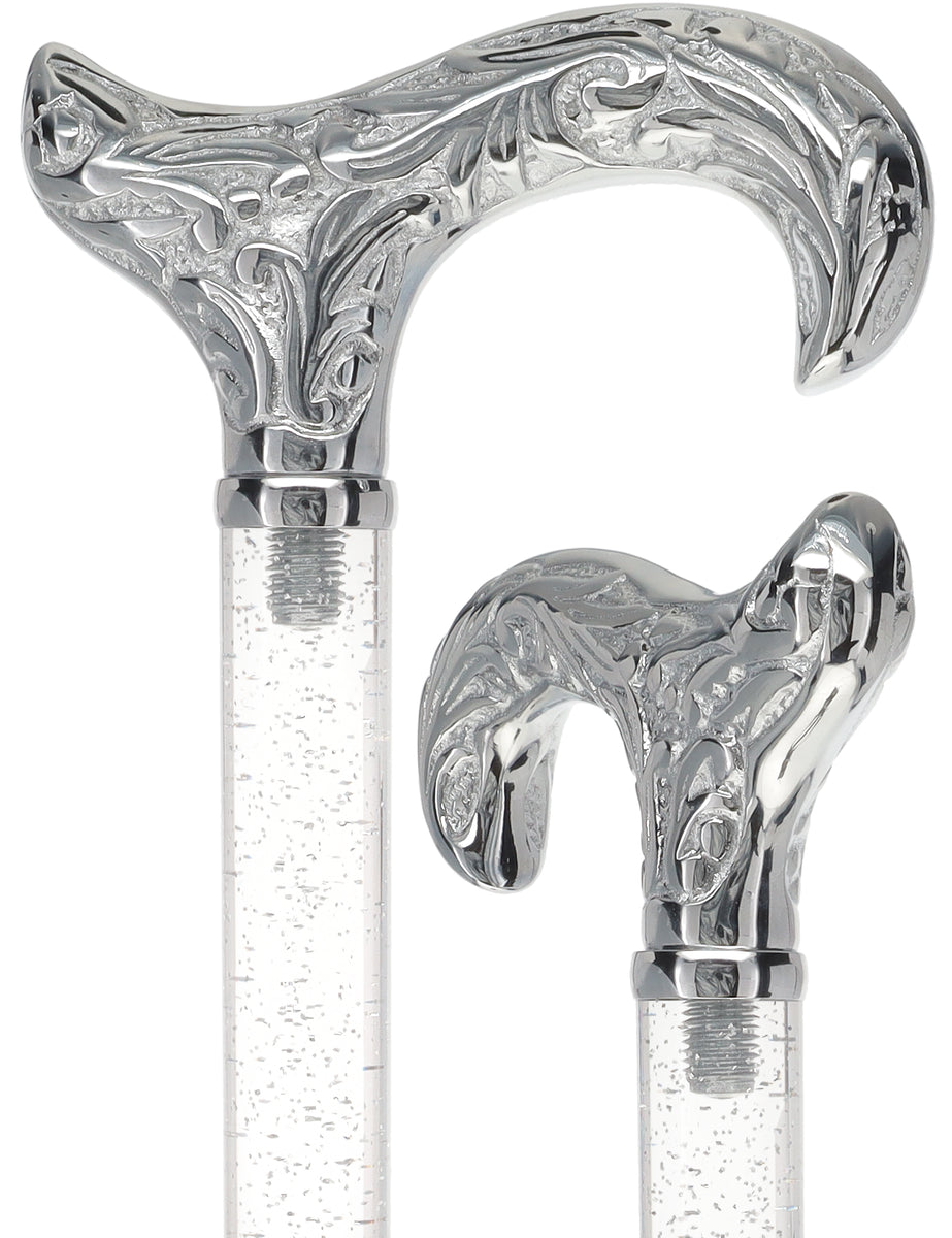 Crystal Elegance Chrome Derby Cane with Invisible Acrylic Shaft