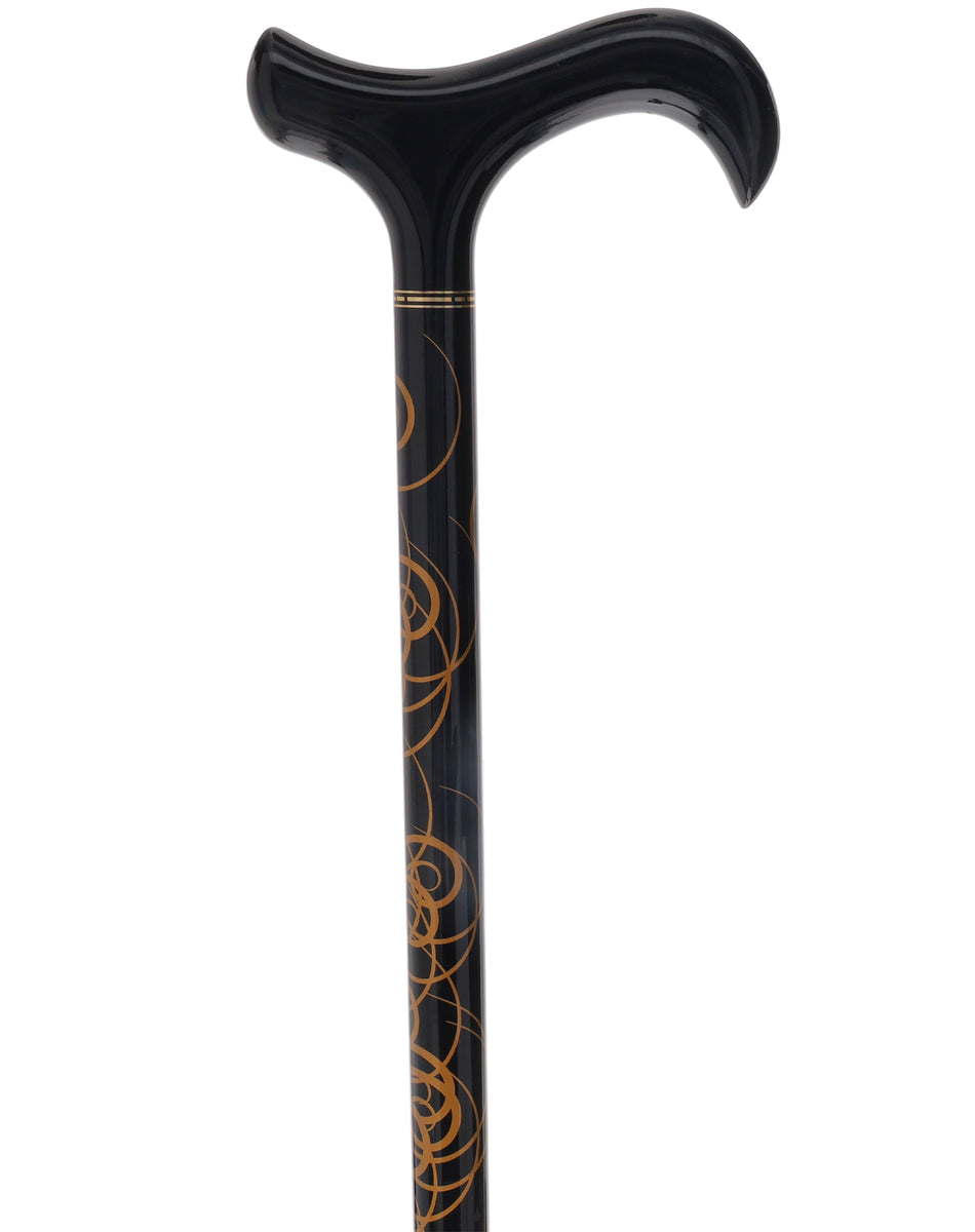 Limited single item listing: Black Derby cane w/ Gold swirl Design