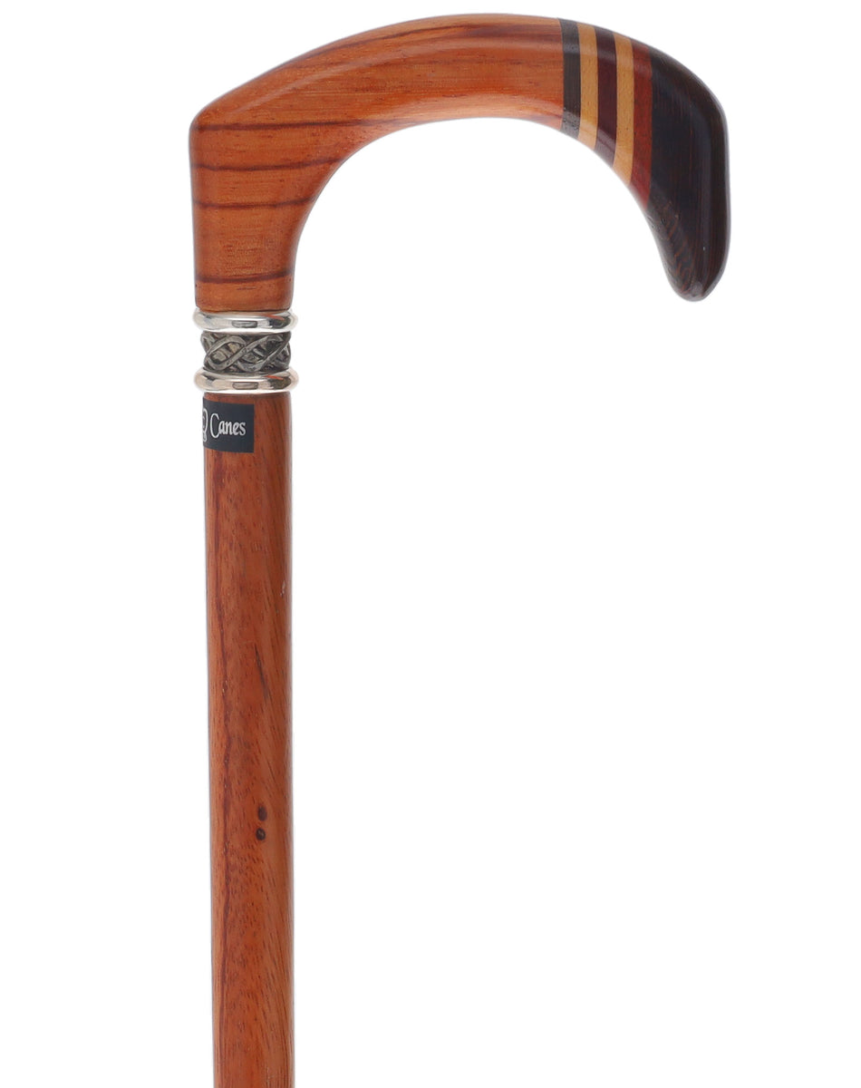 Unique single item listing: Rosewood walking cane with inlaid wood