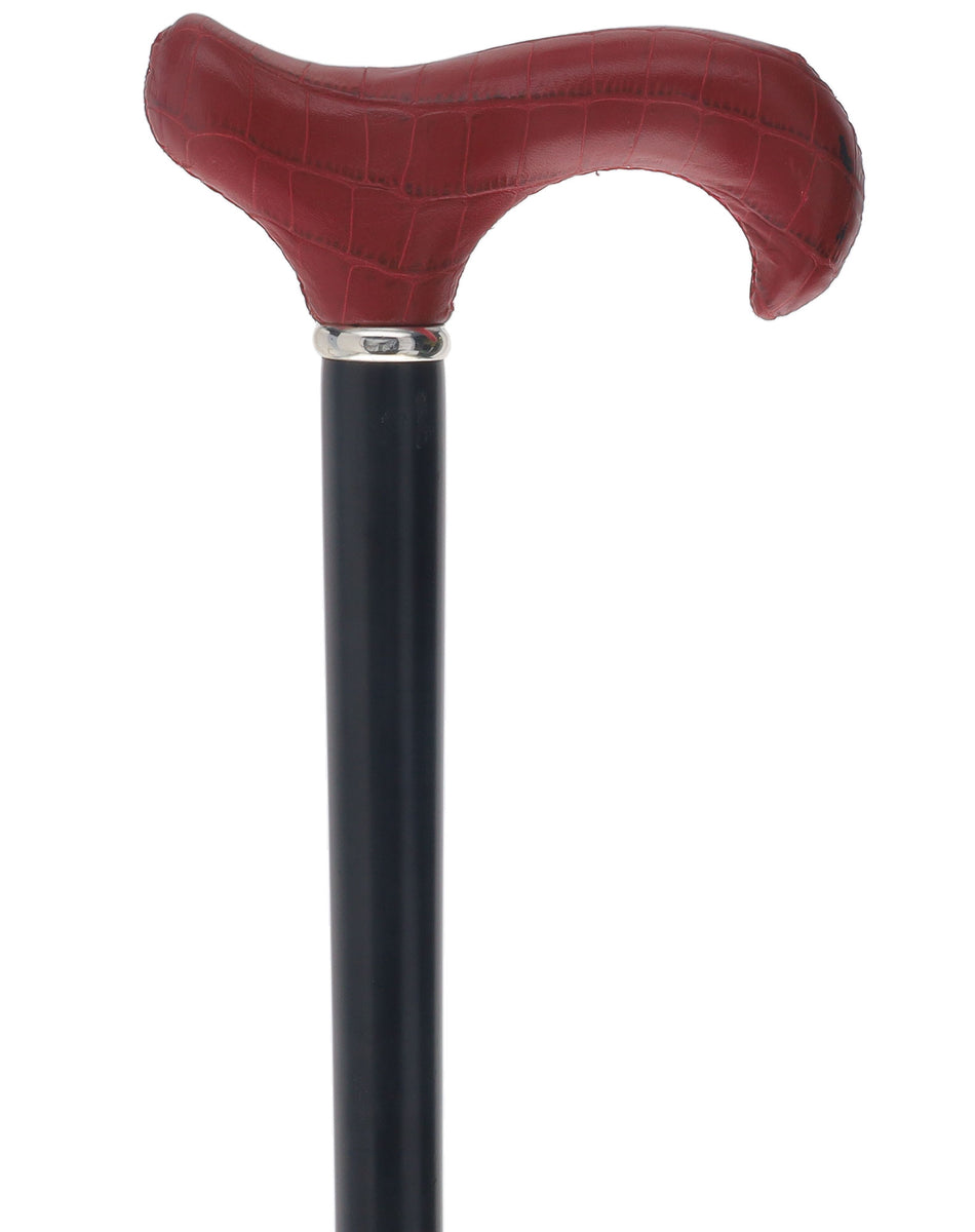 Unique single item listing: Red leather wrapped handle walking cane