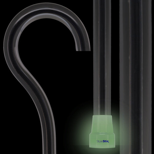 "The Obsidian Streak" Cane: Black Line in Invisible Shaft