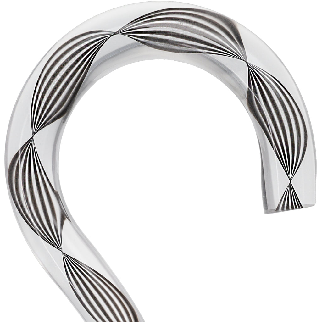 Obsidian Helix Cane: Sophisticated Black Twists, Clear Shaft
