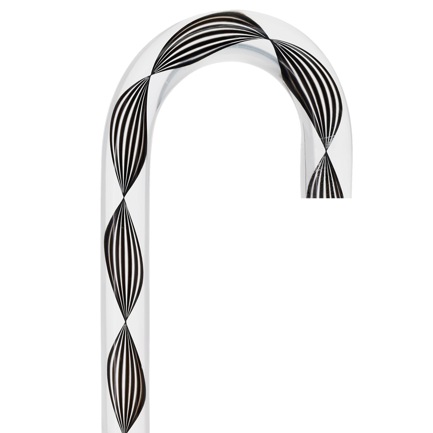Obsidian Helix Cane: Sophisticated Black Twists, Clear Shaft