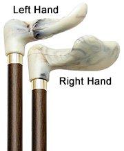 Scratch and Dent Creme Marble, palm grip walking cane with brown