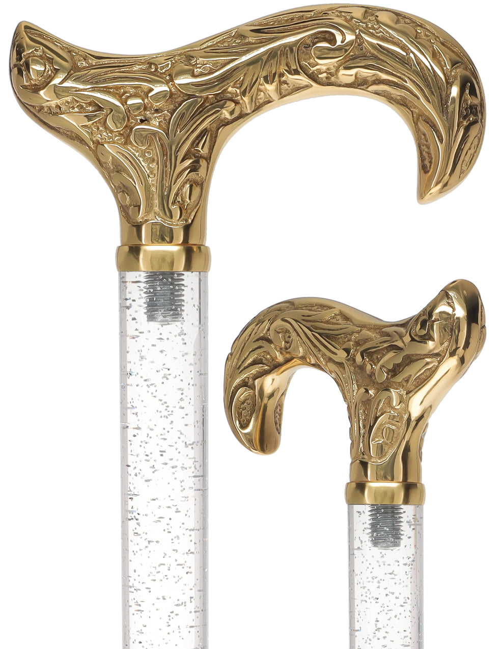 Crystal Elegance Brass Derby Cane with Invisible Acrylic Shaft