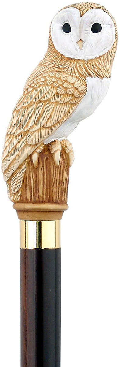 Scratch and Dent Owl Walking Stick With Brown Beechwood Shaft and