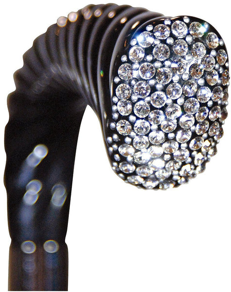Scratch and Dent Rhinestone Opera Handle Walking Cane With Black