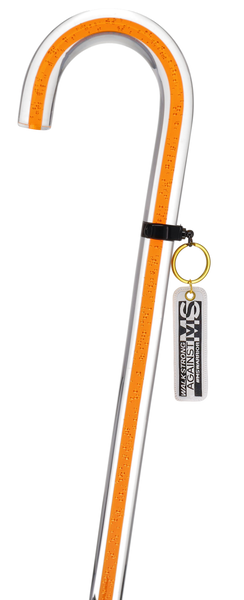 "Be Bold Wear Orange" Cane: Orange Streak w/ Floating Bubbles in