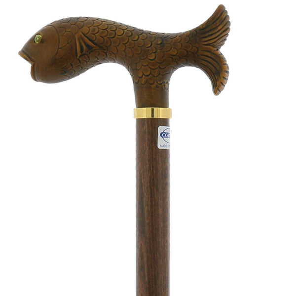 Scratch and Dent Brown Fish out of Water Walking Cane w/ Brown