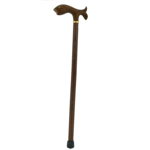 Brown Fish out of Water Walking Cane w/ Brown Beechwood Shaft