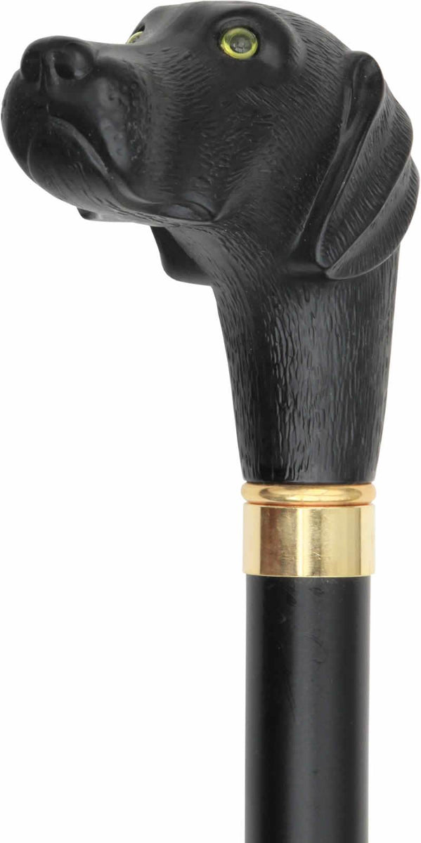 Scratch and Dent Black Labrador Head Walking Cane With Black