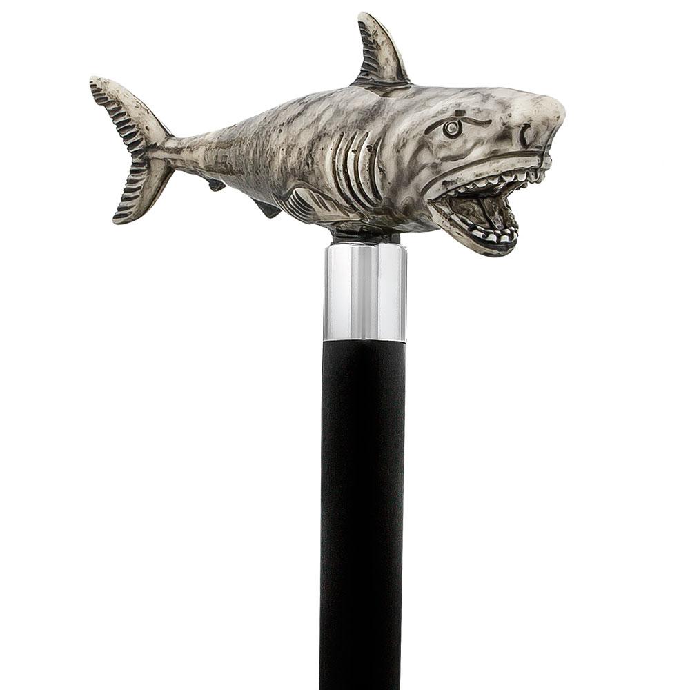 Fierce Tiger Shark Handle Cane with Custom Shaft & Collar