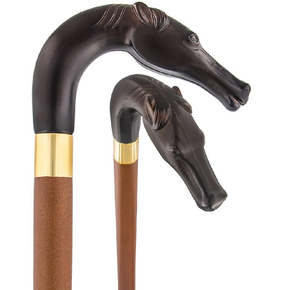 Scratch and Dent Brown Racing Dark Horse Walking Cane - Italian