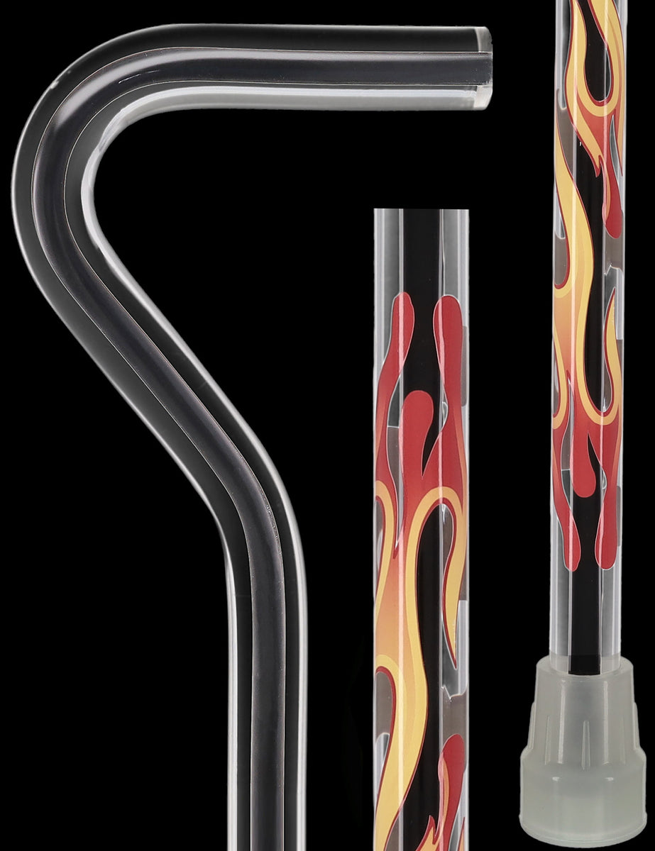 Dr. House Inspired Flame Cane "The Phoenix" - Clear Acrylic, Black