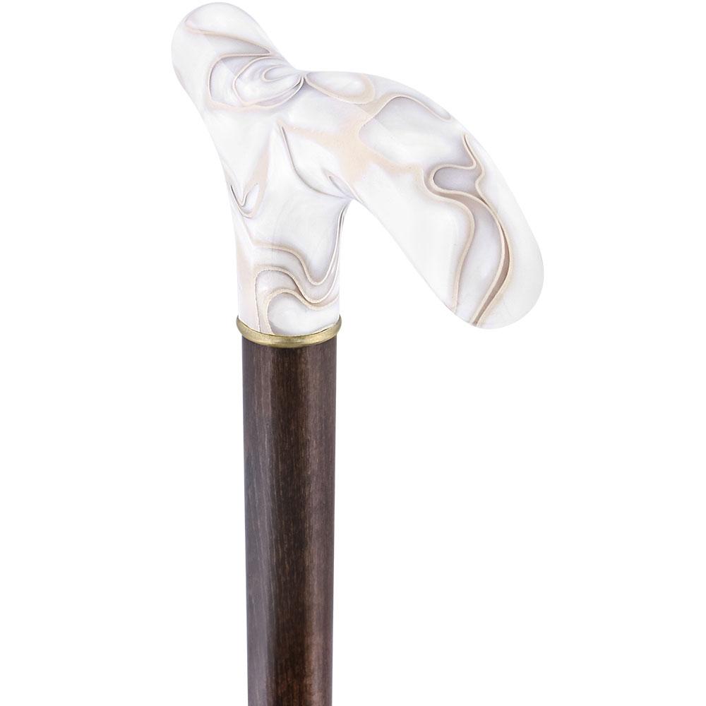 Scratch and Dent Cream Vanilla Swirl Walking Cane w/ Brown Beechwood S