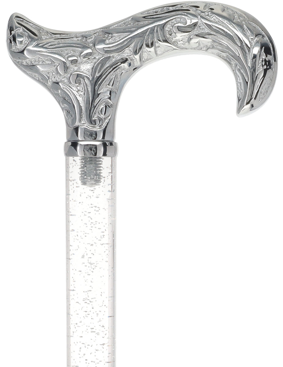 Crystal Elegance Chrome Derby Cane with Invisible Acrylic Shaft