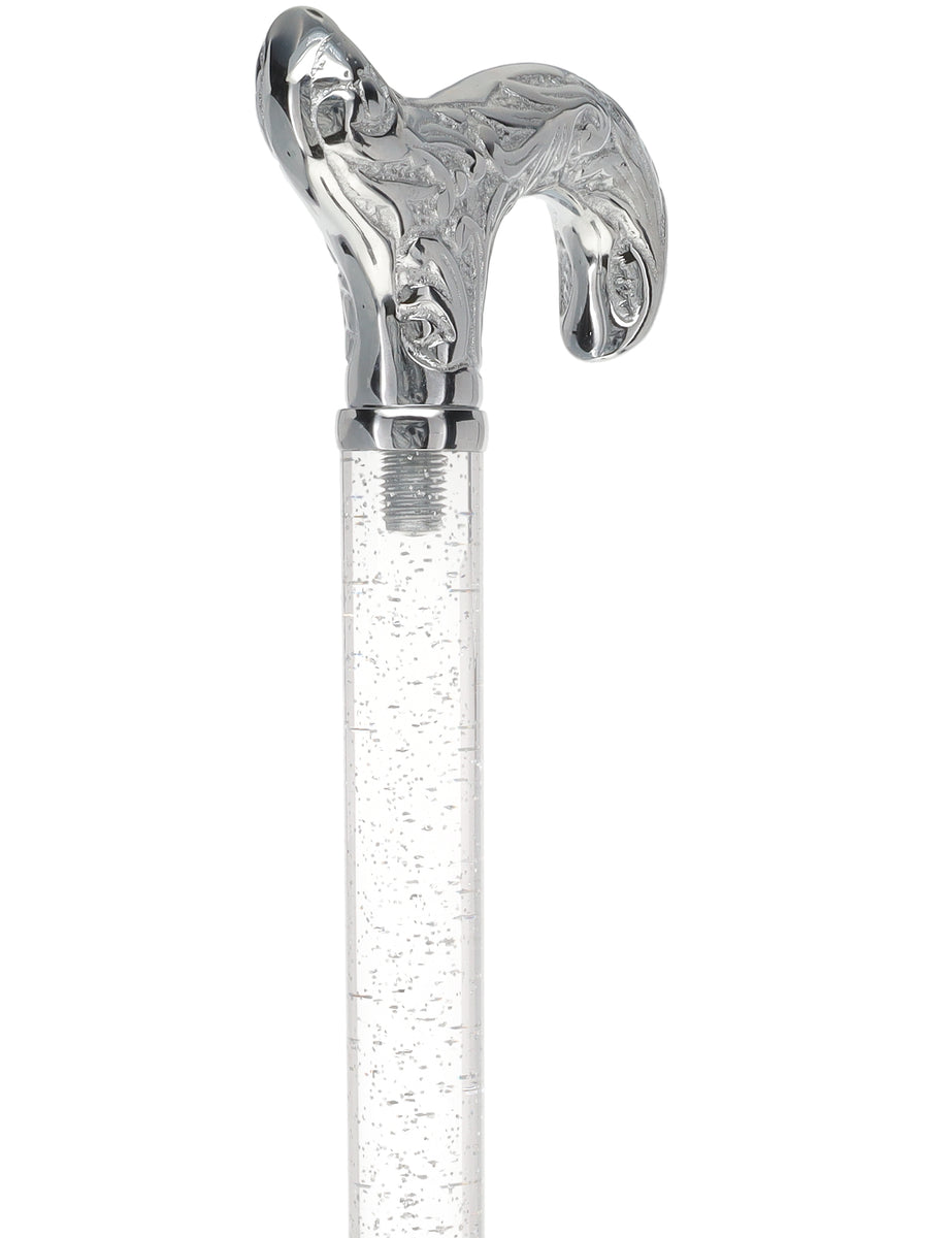 Crystal Elegance Chrome Derby Cane with Invisible Acrylic Shaft