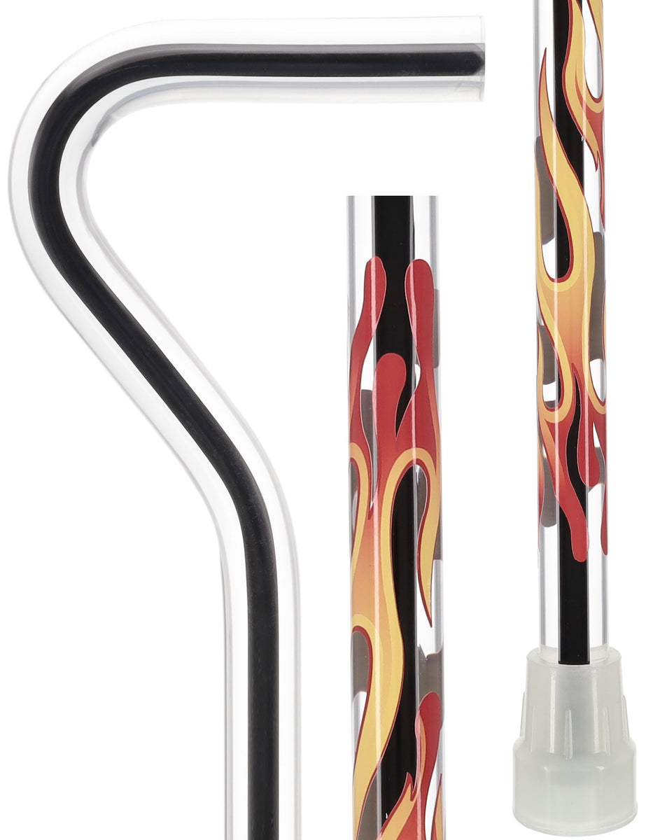 Dr. House Inspired Flame Cane "The Phoenix" - Clear Acrylic, Black