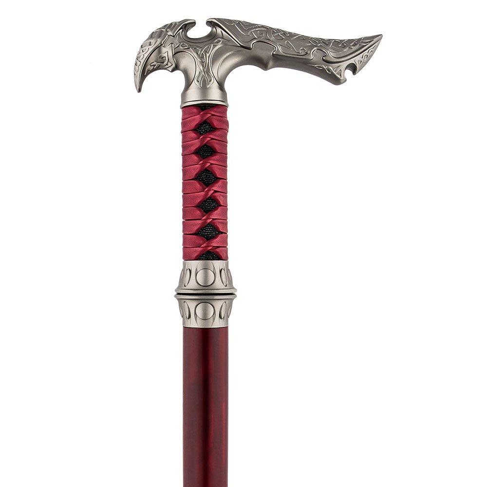 Scratch and Dent Medieval Red Genuine Leather Wrapped Sword Cane