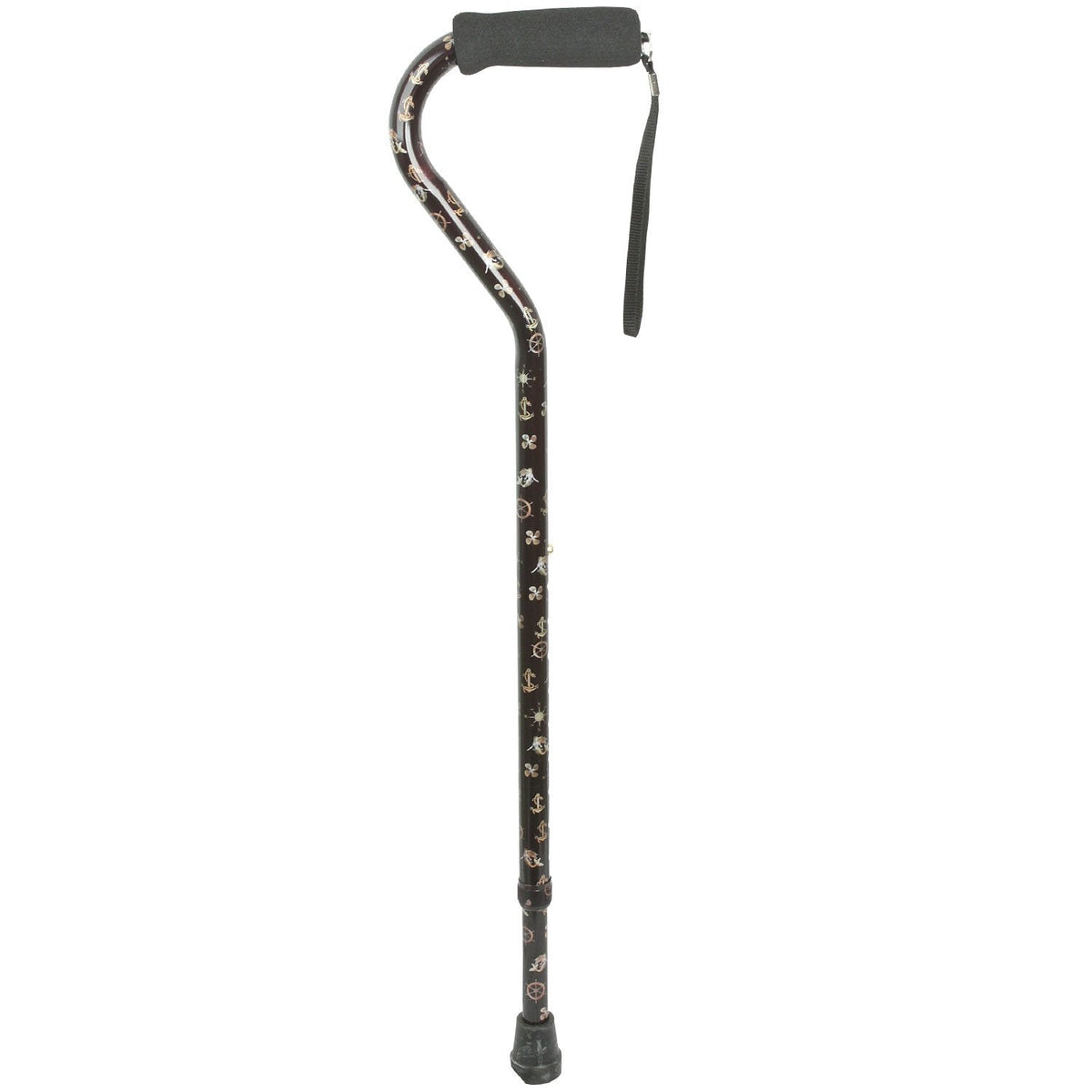 Scratch and Dent Nautical Offset Handle Walking Cane With Adjustable