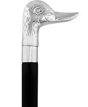 Scratch and Dent Chrome Plated Duck Handle Walking Cane w/ Black