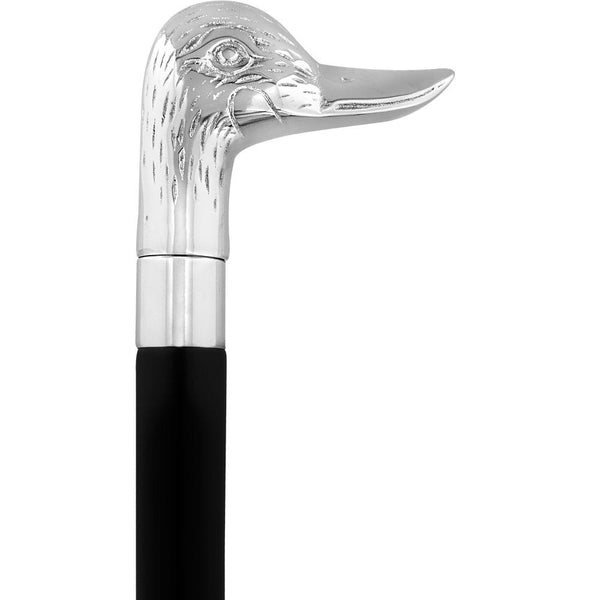 Scratch and Dent Chrome Plated Duck Handle Walking Cane w/ Black