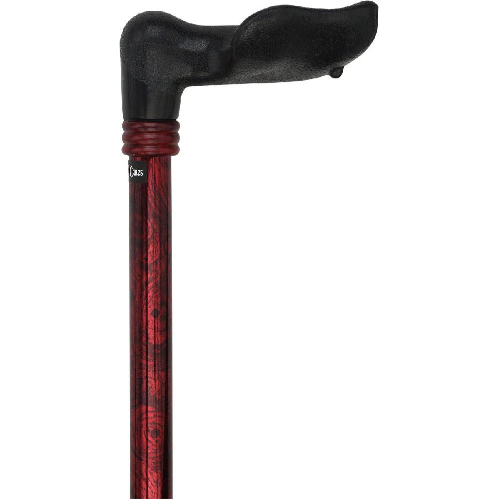 Scratch and Dent Extra Long Burgundy Swirl Palm-Grip Walking Cane w/