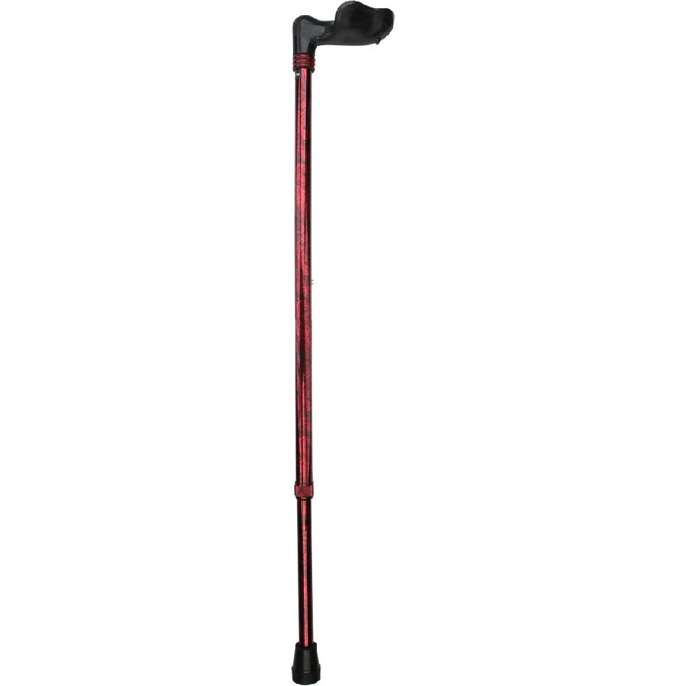 Extra Long Burgundy Swirl Palm-Grip Walking Cane w/ Adjustable