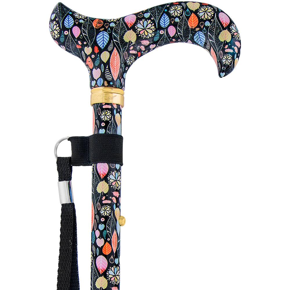 Scratch and Dent Autumn Leaves Folding Adjustable Derby Walking Cane
