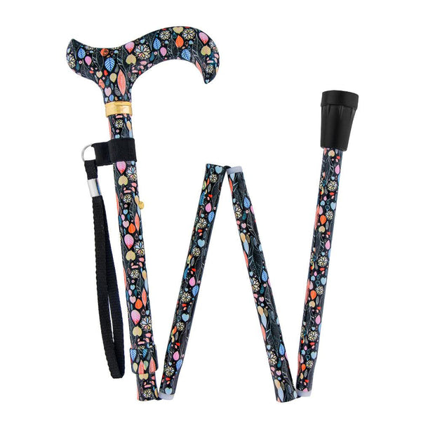 Scratch and Dent Autumn Leaves Folding Adjustable Derby Walking Cane