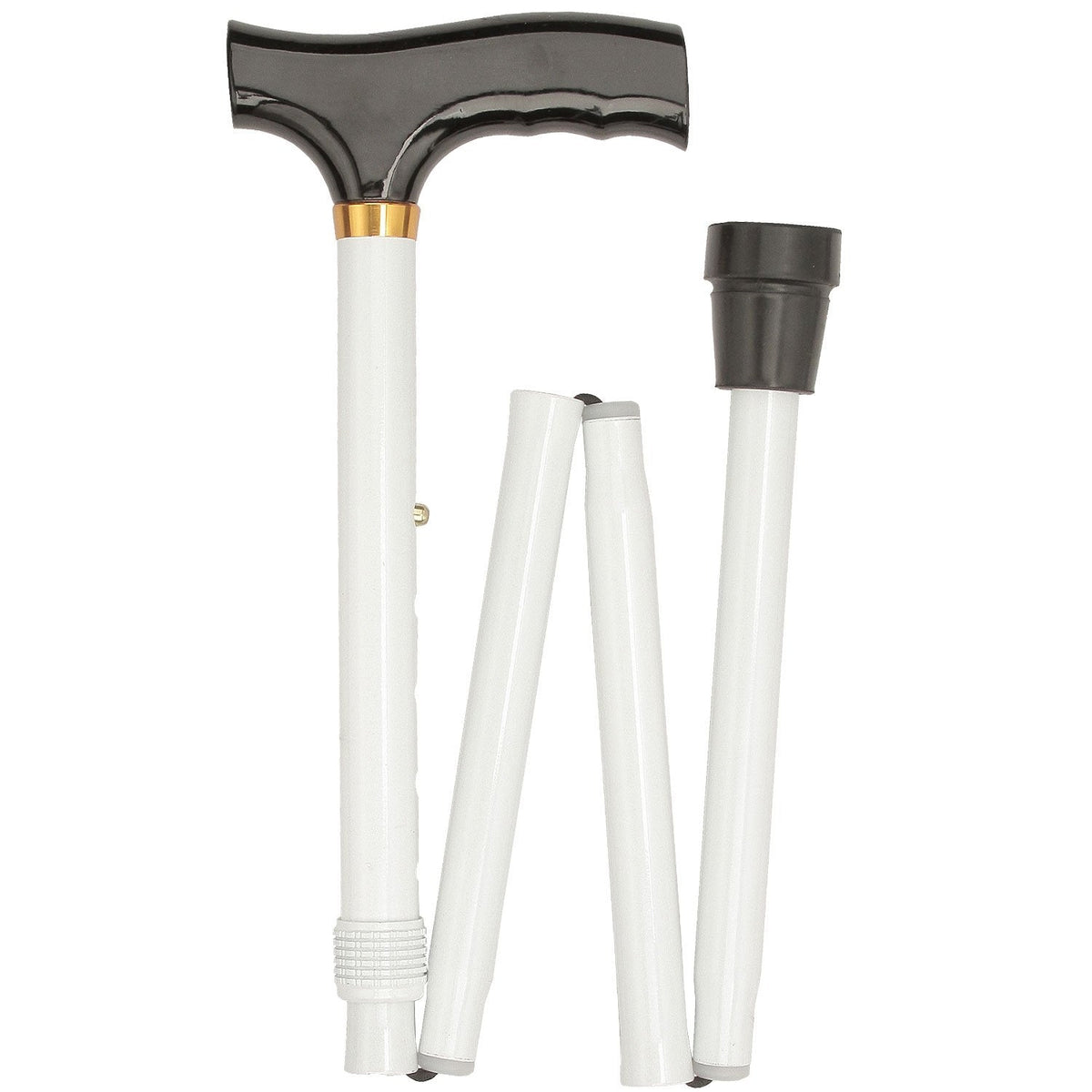 Scratch and Dent White Adjustable Folding Cane with T Shape Handle