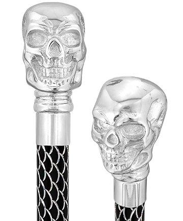 Scratch and Dent Chrome Skull Handle Walking Cane w/ Custom Laser