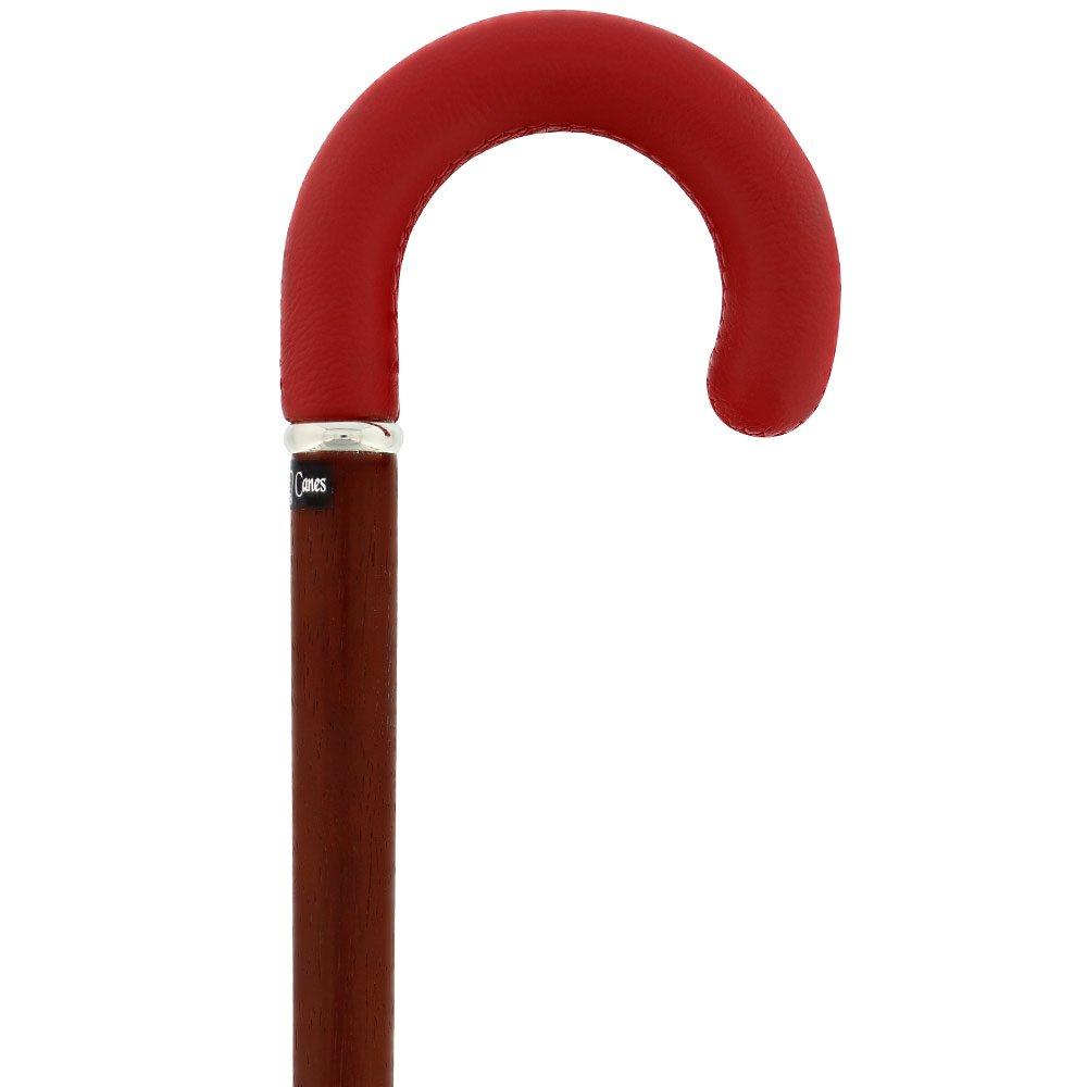 Scratch and Dent Burgundy Leather Tourist Walking Cane With Padauk