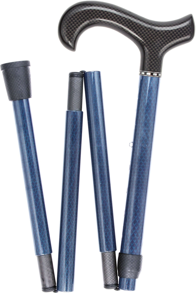 Scratch and Dent Triple Wound Blue Folding Adjustable Walking Cane