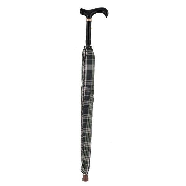 Scratch and Dent Plaid Umbrella Derby Adjustable Walking Cane w/ Auto