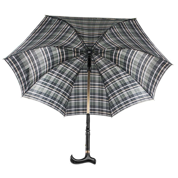 Scratch and Dent Plaid Umbrella Derby Adjustable Walking Cane w/ Auto