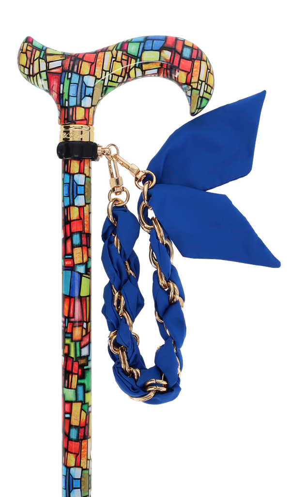 Mosaic Stained Window Adjustable Designer Derby Walking Cane