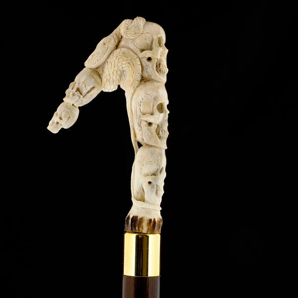 Cycle of Life Skull/Snake Bone Handle Walking Cane w/Custom Shaft and