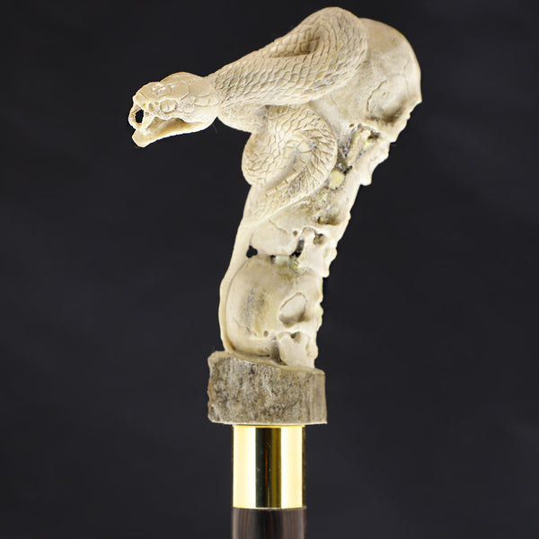 Cycle of Life Skull/Snake Bone Handle Walking Cane w/Custom Shaft and