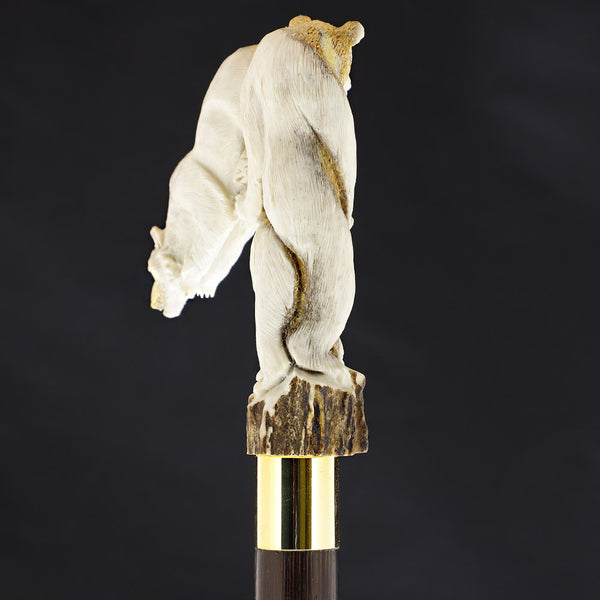 Bear Family Intricate Carved Bone Handle Collector Cane w/Custom