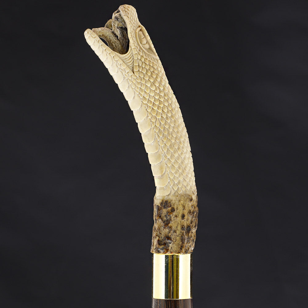 Fortified Snake Bone Handle Walking Cane w/Custom Shaft and Collar