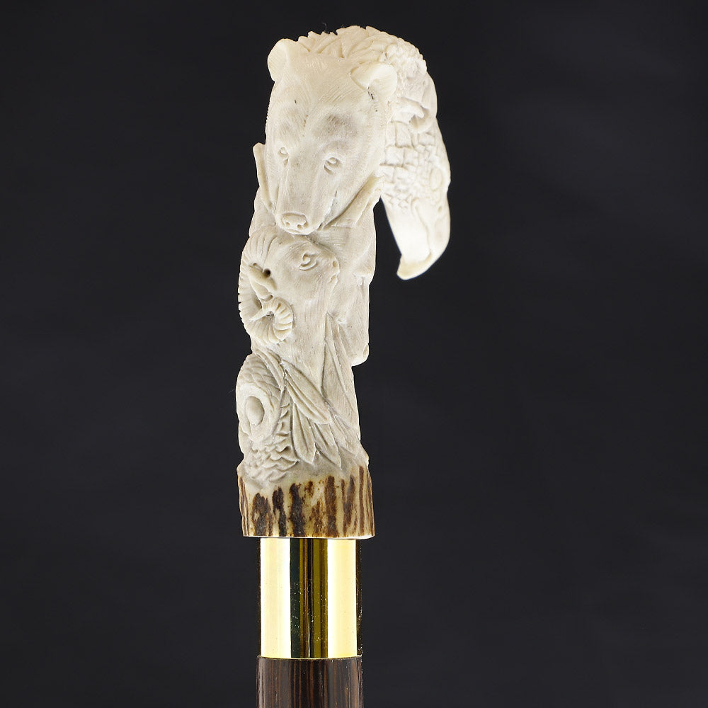 Get Natures Wildlife Pack Handcarved Bone Handle Collector Cane