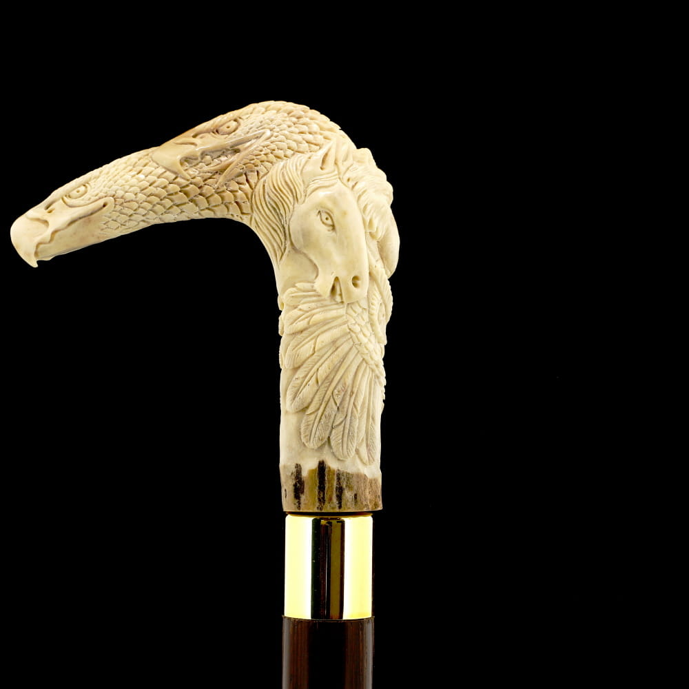 Natures Wildlife Pack Intricate Handcarved Bone Handle Collector Cane