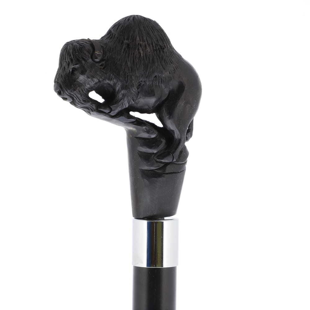 Bison Dark Buffalo Horn Handle Collector Cane w/Custom Shaft and