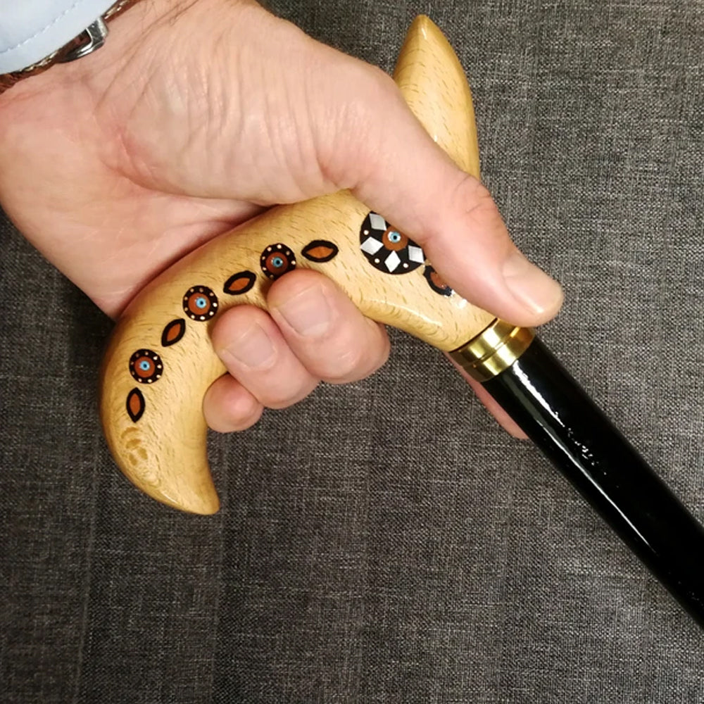 Ram Amidst Trees: Masterfully Hand-Carved Artisan Cane